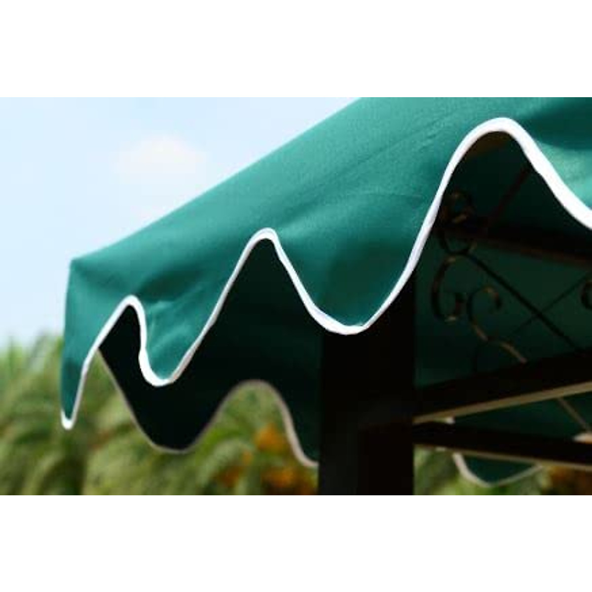 DockMoor 118"x118" Gazebo Canopy Top Replacement 10x10 Canopy Cover 2 Tier (Green-Wave Edge)