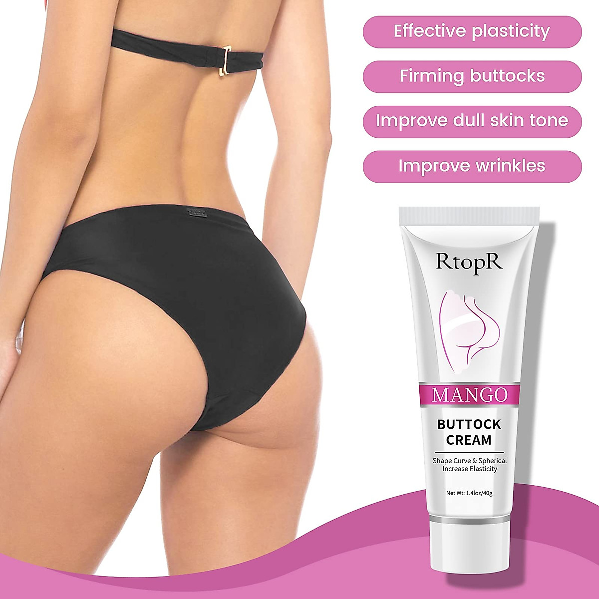 Ownest 2 Pcs Sexy Hip Buttock Enlargement Cream, Effective Shaping Eliminate Printing Firming Buttock, Hip Lift Up Butt Skin Enlargement Massage Sexy Hip Cream