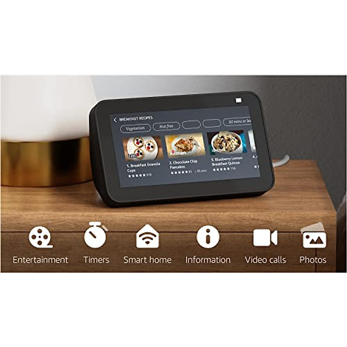 Echo Show 5 (2nd Gen, 2021 release) | Smart display with Alexa and 2 MP camera | Charcoal