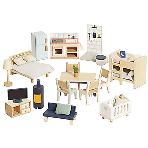 Le Toy Van - Wooden Dolls House Full Starter Furniture & Accessories Play Set for Dolls Houses | Girls or Boys Dolls House Furniture Sets - Suitable for Ages 3+