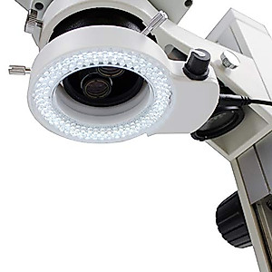Vision Scientific VMLIFR-09W White Adjustable 144 LED Ring Light Illuminator for Stereo Microscope