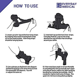 Everyday Medical Plantar Fasciitis Night Splint Brace for Plantar Fasciitis Pain Relief I Dorsal Foot Stretching Support for Achilles Tendonitis, Heel Pain, Plantar Fascia, Drop Foot -Men & Women