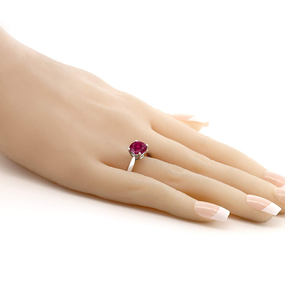 Gem Stone King 925 Sterling Silver Round 7MM Gemstone Birthstone Solitaire Engagement Ring | Wedding Engagement Anniversary Promise Ring For Women