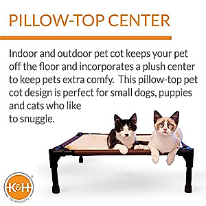 K&H PET PRODUCTS Comfy Pet Cot Elevated Pet Bed Cot - Chocolate/Tan, Small 17 X 22 X 7 Inches