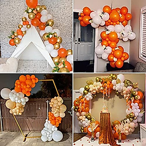 DUBEDAT Orange White Gold Balloon Garland Little Cutie Baby Shower Decorations with Eucalyptus,Orange and White Balloons,Gold Balloons for Girls Birthday,Baby Shower,Gray and Peach Wedding