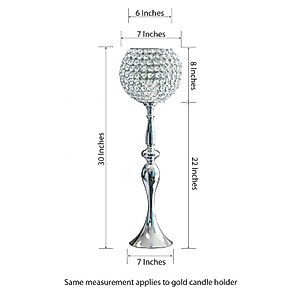Tableclothsfactory 30" Silver Acrylic Crystal Goblet Candle Holder Flower Ball Centerpiece for Wedding Events Decoration