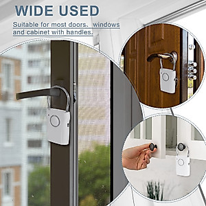Kanayu 4 Pieces Door Handle Alarm 120dB Door Alarm for Home Security Door Entry Alarm Doorknob Sensing Alarm Window Burglar Alert for Home Security Kids Safety (White)
