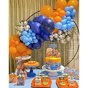 Blue and Orange Balloons, 50 Pcs 12 Inch Orange Royal Blue Metallic Silver Balloons with Ribbons for Birthday Party Wedding Baby Shower Graduate Decorations
