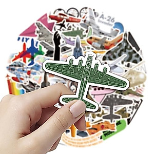 50pcs Airplane Stickers for Kids Scrapbook, Cute Aircraft Stickers Decals for Water Bottles, Transportation Stickers for Skateboard Helmet Luggage Bumper Laptop Bike Notebook