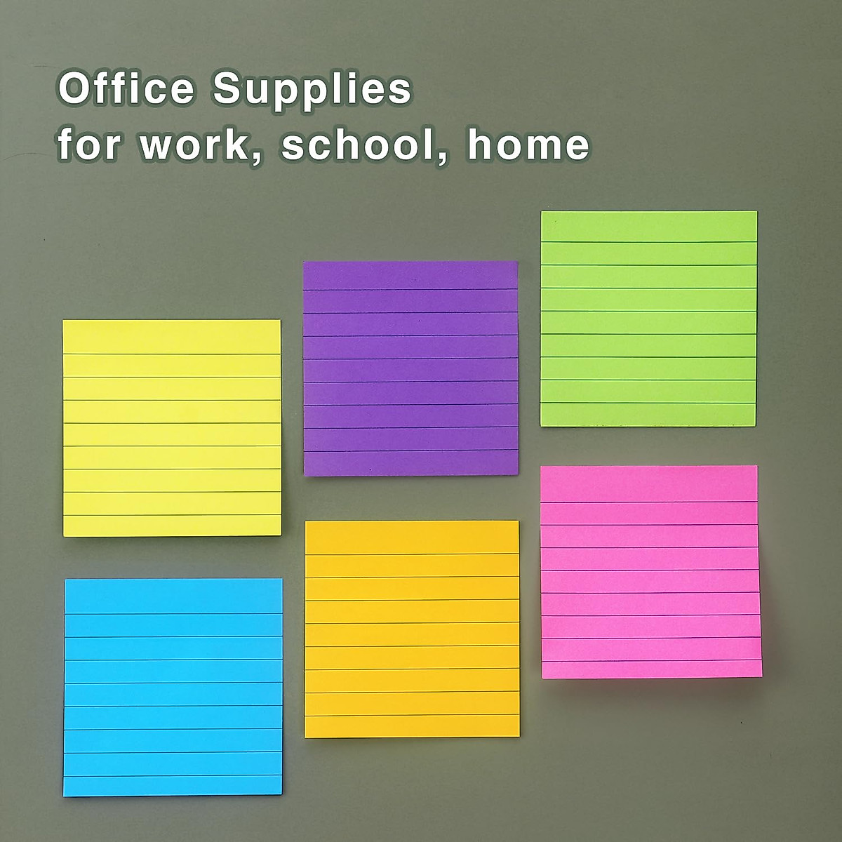 Sticky Notes with Lines Lined Sticky Notes 3x3 Bright Multi Colors 6 Pads 100 Sheet/Pad