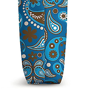 Blue Brown Paisley Floral Flowers Farmer Classy Trendy Tote Bag