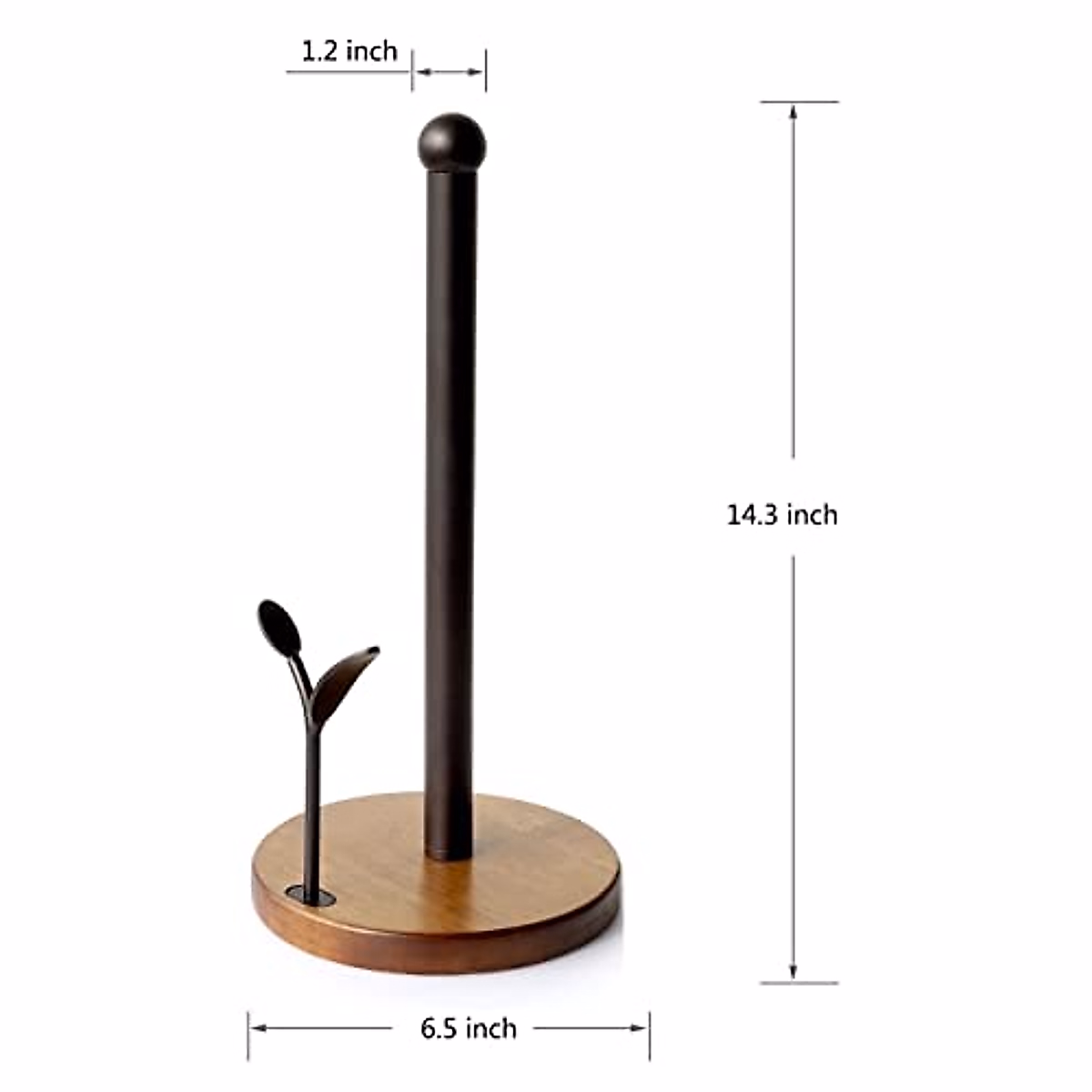 Paper Towel Holder,Wooden Paper Towel Holder Countertop, Standing Paper Towel Holder Stand with Heavy Duty Wood Base, Paper Towel Organizer Roll Dispenser for Kitchen Counter (Black)