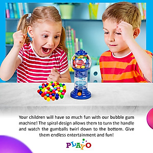 PlayO 7.5" Spiral Gumball Machine Toy - Spiral Style - Kids Twirling Style Candy Dispenser - Birthday Parties, Novelties, Party Favors & Supplies - Gumballs Included (Blue)