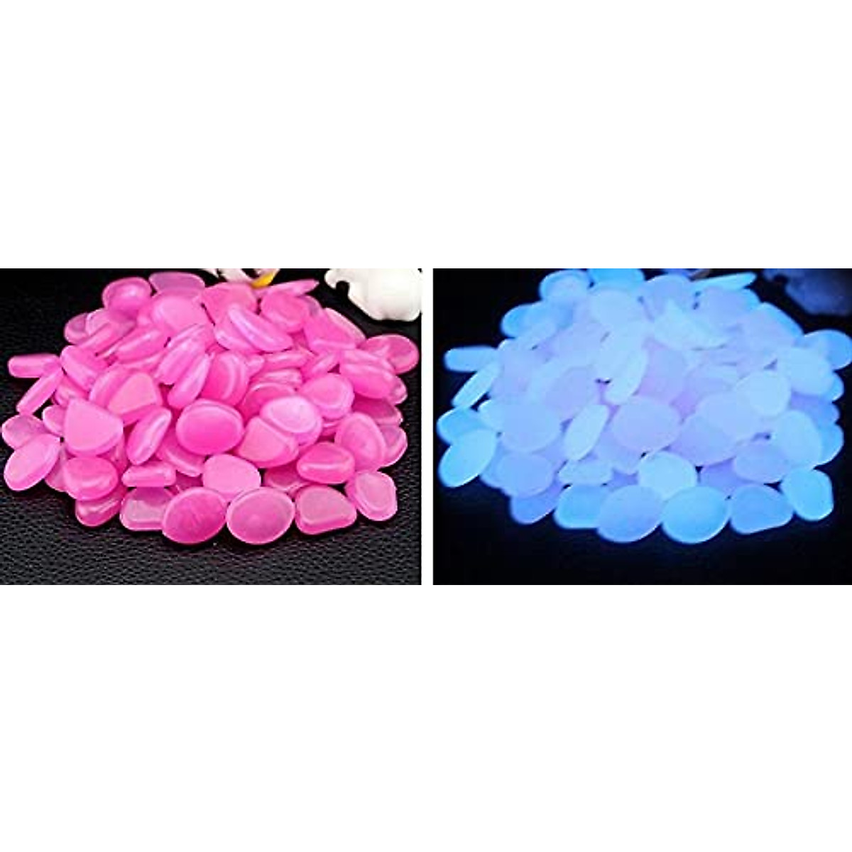 Ebliiny 500Pcs Glow Stone Glowing in The Dark Pebbles Outdoor Decor Fish Tank Gravel Rocks Decoration (Pink in Daytime, Purple in The Dark)