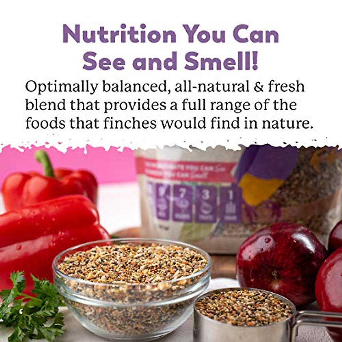 Dr. Harvey's Fabulous Finch Food for Outside Feeder and Indoor Birds- Premium Bird Feed with Seeds, Nuts, Fruits, Vegetables for Finches Trial Size (4 Oz)