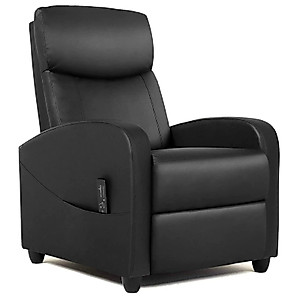 FONTOI Living Room Recliner Chair, Massage Single Sofa Adjustable Home Theater Seating with Thick Cushion and High Back Padded Backrest, 28.7D x 25.9W x 38.7H in, Black