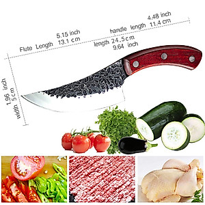 Balaweis Upgraded Chef Knife 5 inch Professional Kitchen Boning Knife Sharp Blade Cutting Cooking Stainless Steel Knife Handmade Forged Hammered kitchen Knife Outdoor BBQ Portable travel Meat Cleaver