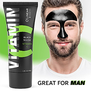 Peel Off Face Mask Charcoal Organic Bamboo with Vitamin C Blackhead Remover Mask, Activated Charcoal Face Mask Skincare Dark Spot Remover for Men and Women, Blackhead Extractor Acne Mask 2.7 oz 80 g