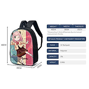 XeUiao Spy Anya Forger Backpack Large Daypack Latop Anya Yor Loid Forger Bookbag Backpacks 3Pcs