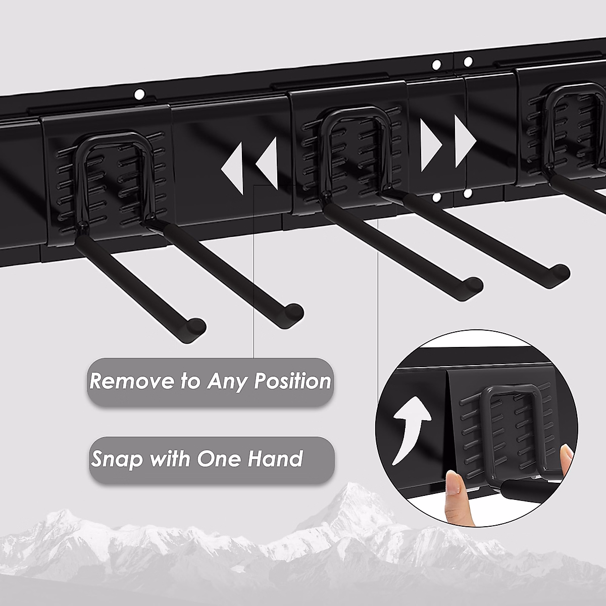 LOKMON Garage Tool Organizer Wall Mount 48 Inch Garden Yard Tool Organizer Adjustable Tool Hangers Wall Shovel Holder 3 Rails & 9 Hooks Heavy Duty Tool Rack - 330lbs Max Load
