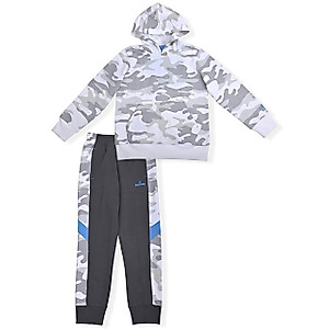 Spalding Boy’s Ninja Hoodie and Jogger Pant Set with Built in Face Gaiter, White Camo, Size 8