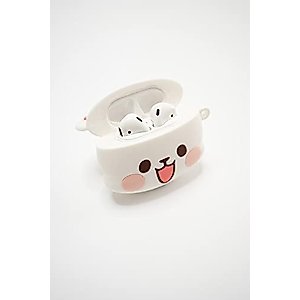Milk Mocha Bear AirPods Silicone Carrying Shockproof Protective Case Cover - Compatible with Apple AirPods 1 & 2 (Milk)