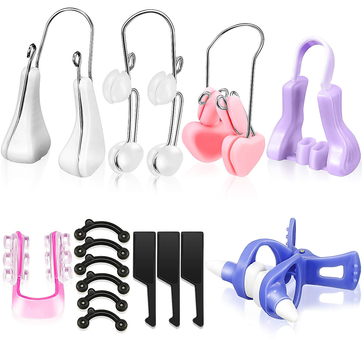 7 Pieces Nose Up Lifting Shaper Clips Set Nose Bridge Slimming Tool Silicone Lifter Beauty Clip Tools for Wide Low Curved Big