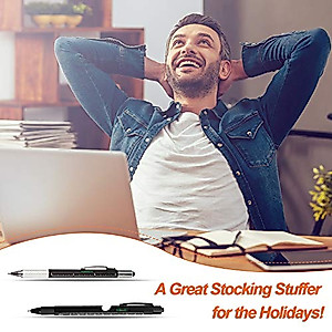 2 Pieces Multitool Pen Set Flathead Tool Pen Bottle Opener Pen Screwdriver Touch Screen Stylus Pen LED Light Pen Ruler Level Ballpoint Pen for Men Women Father Husband Present