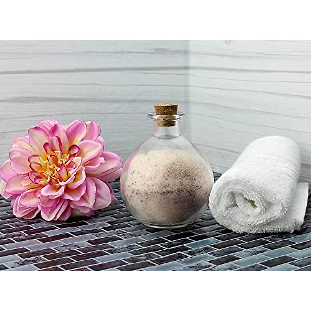 Cornucopia Round Glass Spherical Bottles, Potion Bottles" with Corks (2-Pack, 8-Ounce Capacity); Large Bottles for Costume Props, Decor & DIY Crafts