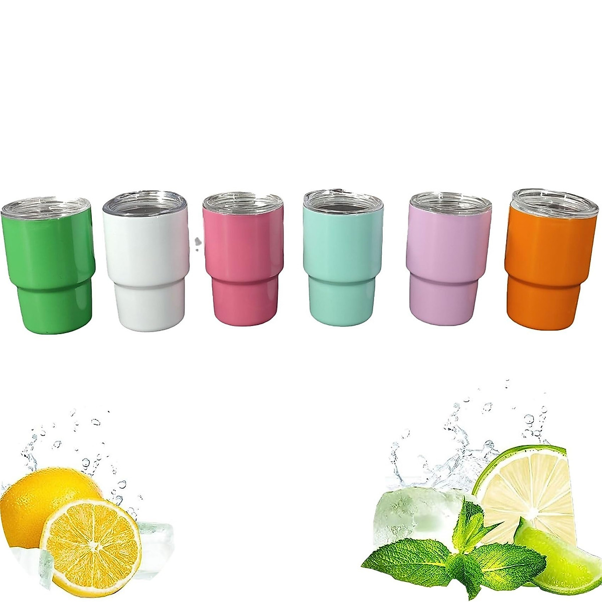 6 ColorsMini Tumbler Shot Glass,Mini Tumbler Shot Glass With Straw,Thermos Travel Coffee Mug,Tumbler Shot Glasses,Travel Mug For Hot And Cold Beverages