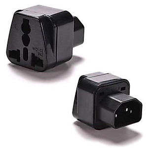 ANRANK IC141320AK UPS IEC C14 to Universal Female EU US UK AU C13 Socket Power Adapter AC Plug (2 Pack)