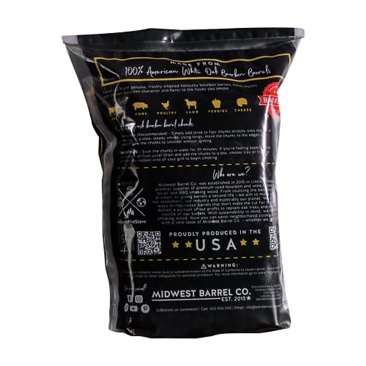 Midwest Barrel Company Authentic Barrel BBQ Smoking Wood (Bourbon Barrel Smoking Wood Chunks)