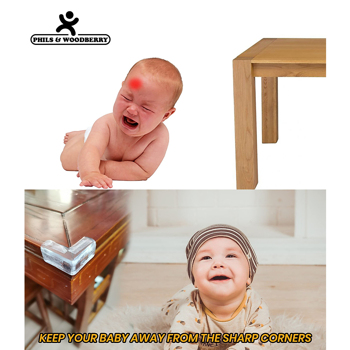 P&W Corner Protector, 2 Shapes, 12 and 20 Packs, Clear Soft Silicone, Residual Free Adhesive,Baby proofing, Child Safety, Furniture Safety, Home Protection.(Round Shaped, Standard (12pack))