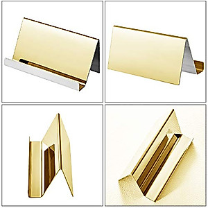 Maxdot 2 Pack Stainless Steel Business Cards Holders Desktop Card Display Business Card Rack Organizer (Champagne Gold)