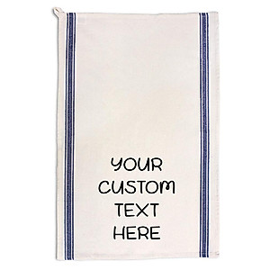 Custom Decor Kitchen Towels Personalized Text Words Name Cleaning Supplies Dish Blue Stripe