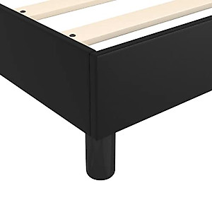 vidaXL Box Spring Bed Frame Home Indoor Bedroom Bed Accessory Wooden Upholstered Double Bed Base Furniture Black 76"x79.9" King Faux Leather