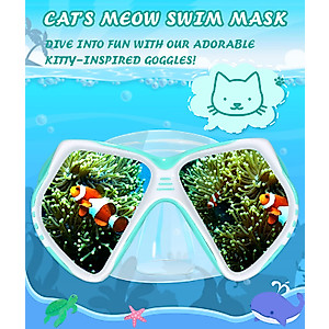 Seago Kids Swim Goggles with Nose Cover Snorkel Mask Scuba Diving Swim Mask Anti-Fog Tempered Glass, Panoramic Clear View Silicone Seal Snorkeling Gear Swimming Goggles for Kids 6-14 Boys Girls Youth