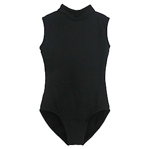 Daydance Sleeveless Black Women Dance Leotards High Neck Ballet Outfit with Open Back