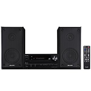Sharp XLHF102B HI Fi Component MicroSystem with Bluetooth, USB Port for MP3 Playback, Built-in CD Player, AM/FM Tuners, 50W RMS, Remote Included, Black