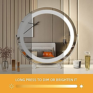 Anbuy White Makeup Vanity Desk with 3-Color Touch Screen Lighted Mirror, Large Modern 5 Drawers Makeup Vanity Table Set with Lights Dressing Table for Women Girls