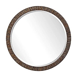 Uttermost Wayde Distressed Metallic Gold Wood 30" Round Wall Mirror