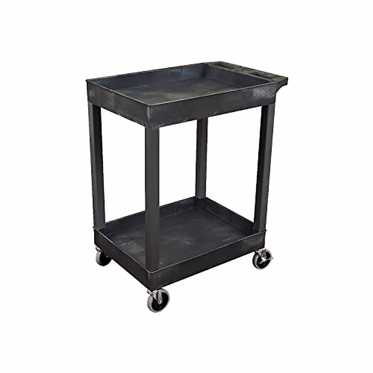 LUXOR SEC11-B 24" x 18" Plastic Utility Tub Cart - Two Shelf-Black