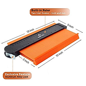 Contour Gauge with Lock D&R Tools Widen Shape Duplication Gauge Tool 5”& 10”, Template Tool with Adjustable Lock Precisely Copies Irregular Shapes Tools for Flooring Contour Gauge Duplicator