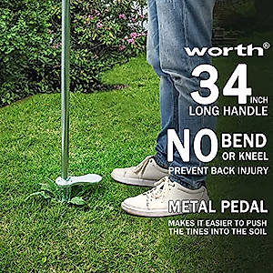 Worth Garden 34 Inch Long Handle 5 Claws Comfort Foam Grip Anti-Rust Steel Easily Grabber Picker Weeder Root Without Bending Manual Grandpas Weeder Puller Tool Garden Stand-up Weeding Tool