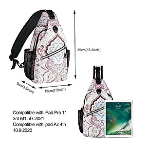 MOSISO Sling Backpack,Travel Hiking Daypack Pattern Rope Crossbody Shoulder Bag, National Style