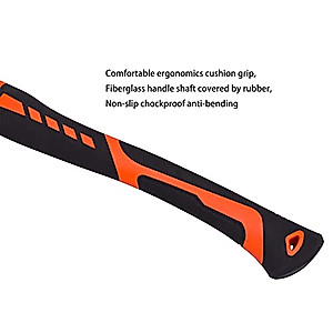 Camping Axe Hatchet Gardening Splitting Axe Forged Steel Wood Chopping Hatchet with Fiberglass Handle Anti-Slip Grip for Gardening, Camping, Hiking, Outdoor Survival (1 Pack (Length 16"))