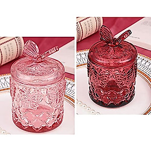 RockTrend Relief Butterfly Coloured Glass Storage Jar Candy Dish Swab Box with Lid