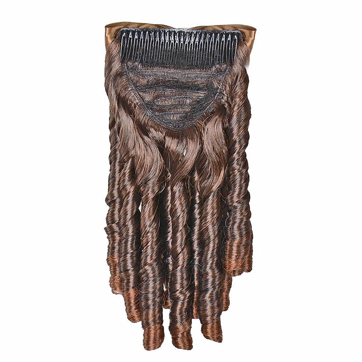 HlpiAMok SPPRANDOM QYUU Regency Ringlet Ponytail Hairpiece with Bow Spiral Curl Synthetic Half Wig Historical Colonial Lady Costume Wig (Light Brown)