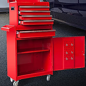 TCE ATBT1204T-RED Torin Rolling Garage Workshop Tool Organizer: Detachable 4 Drawer Tool Chest with Large Storage Cabinet and Adjustable Shelf, Red
