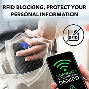 KARBEN RFID Wallet Carbon Fiber - Smart Credit Card Holder for Back, Front Pocket | 12 Space Aluminum, Metal Money Clip | Minimalist Wallets for Men and Women (Black)